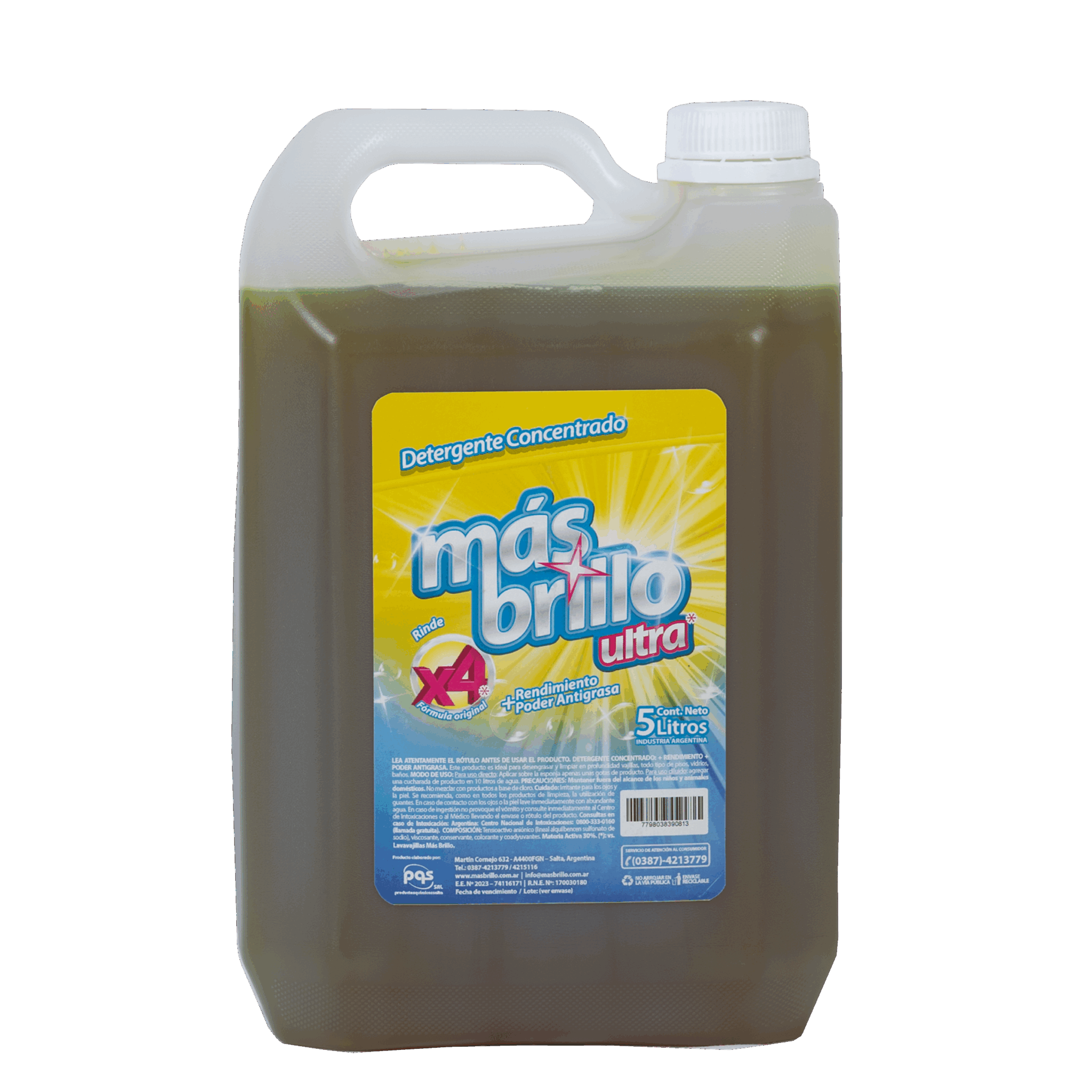 Detergente Concentrado 30% 5 Lts – Mas Brillo