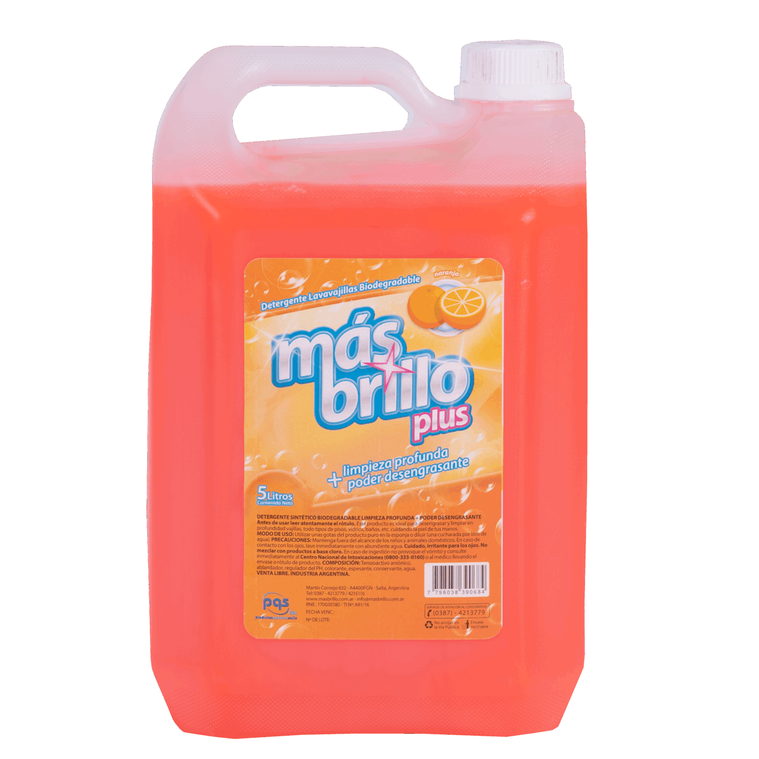 Detergente Plus Naranja 5 Lts – Mas Brillo